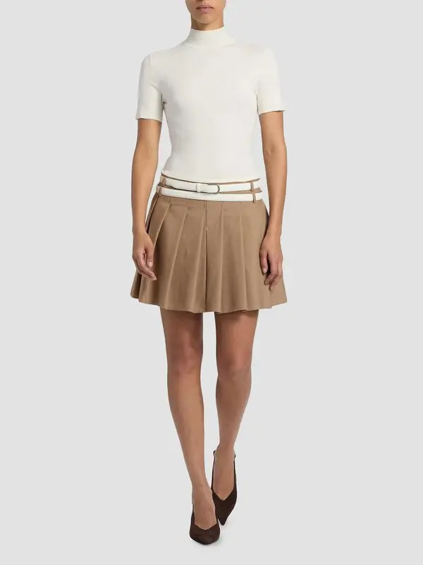 Simkhai Abbie Mixed-media Belted Minidress