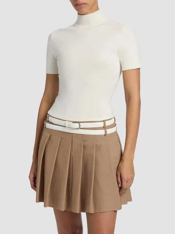 Simkhai Abbie Mixed-media Belted Minidress