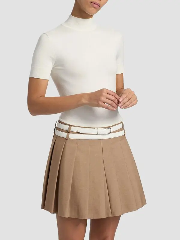 Simkhai Abbie Mixed-media Belted Minidress