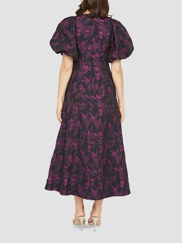 KAY UNGER Grace Floral Jacquard Fit & Flare Midi-dress