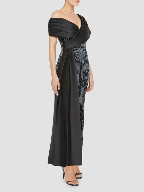 Theia Kelly Beaded Column Midi-dress