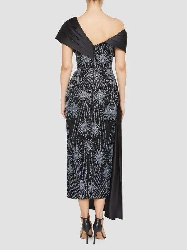 Theia Kelly Beaded Column Midi-dress