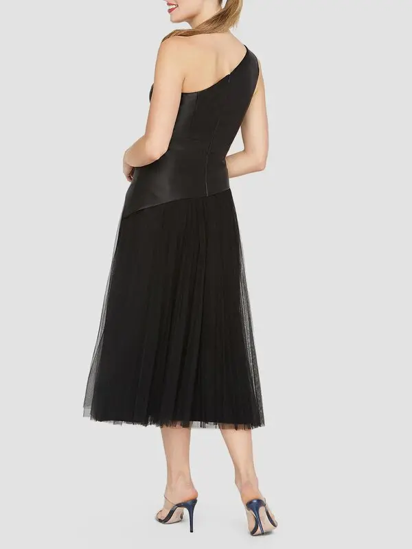KAY UNGER Annabeth Embellished One-shoulder Cocktail Dress