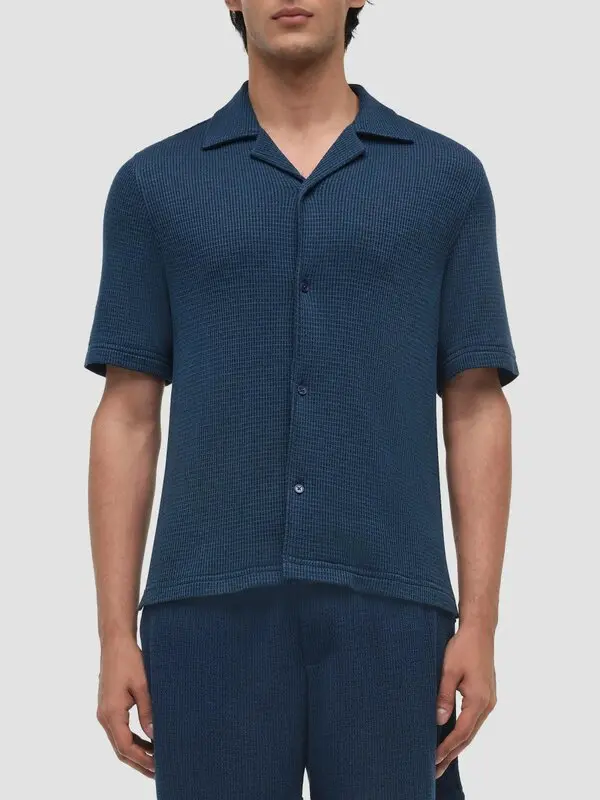 Simkhai Troy Waffle-knit Button-front Shirt