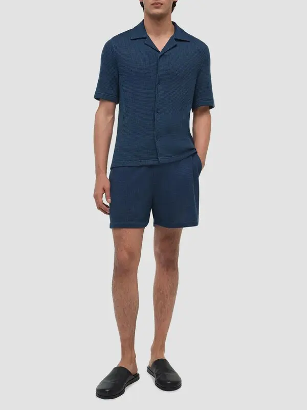 Simkhai Troy Waffle-knit Button-front Shirt