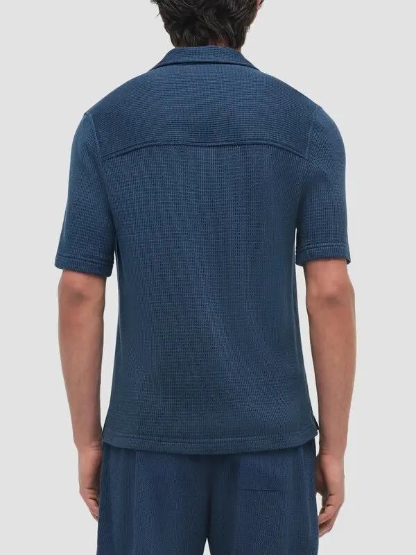 Simkhai Troy Waffle-knit Button-front Shirt
