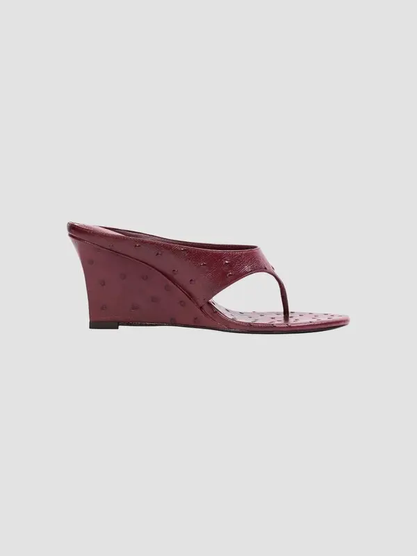 BLACK SUEDE STUDIO Mac 70mm Wedge Sandals - Ruby Ostrich Leather