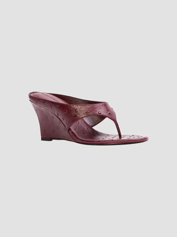 BLACK SUEDE STUDIO Mac 70mm Wedge Sandals - Ruby Ostrich Leather