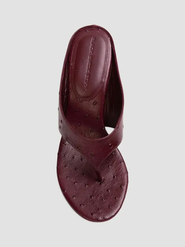 BLACK SUEDE STUDIO Mac 70mm Wedge Sandals - Ruby Ostrich Leather