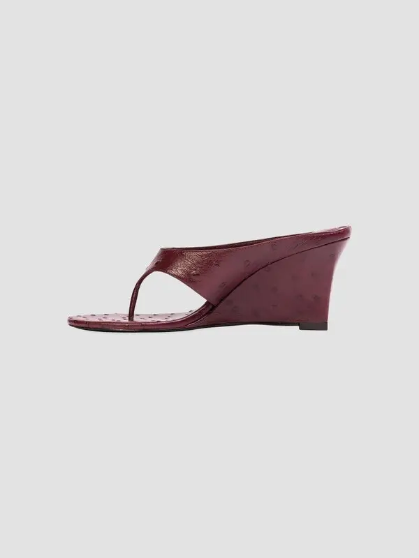 BLACK SUEDE STUDIO Mac 70mm Wedge Sandals - Ruby Ostrich Leather