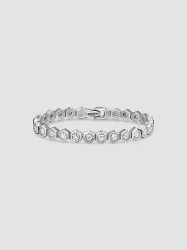 David Yurman Hex Pavé Tennis Bracelet In Sterling Silver - Diamond