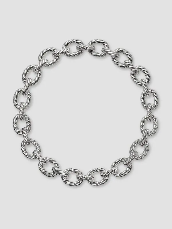 David Yurman Sculpted Cable Oval Link Sterling Necklace - Silver