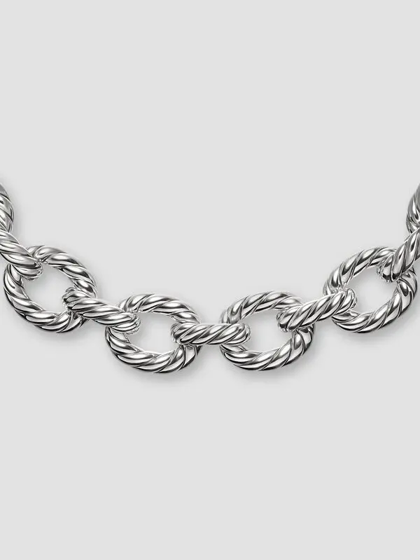 David Yurman Sculpted Cable Oval Link Sterling Necklace