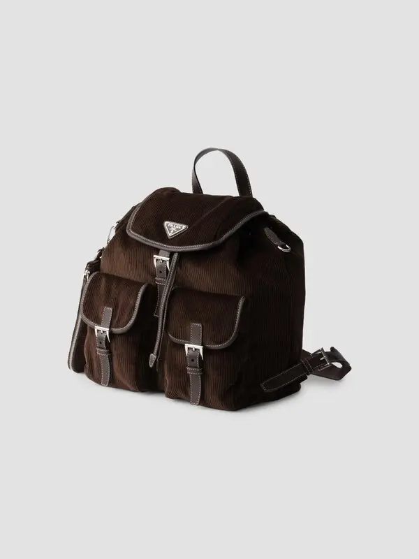 Prada Medium Corduroy And Leather Backpack