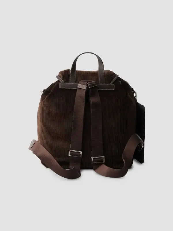 Prada Medium Corduroy And Leather Backpack