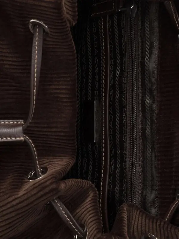 Prada Medium Corduroy And Leather Backpack