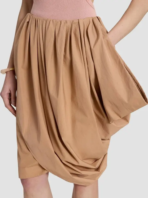 Chloé Pleated Cotton A-line Miniskirt - Reef Shell