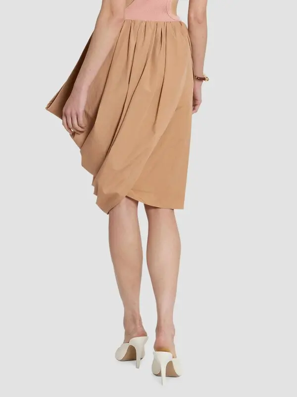 Chloé Pleated Cotton A-line Miniskirt - Reef Shell