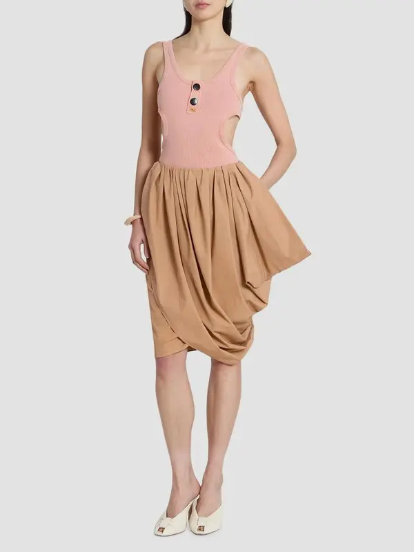 Chloé Pleated Cotton A-line Miniskirt - Reef Shell
