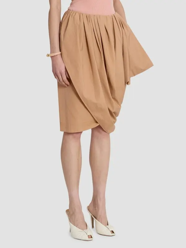 Chloé Pleated Cotton A-line Miniskirt - Reef Shell
