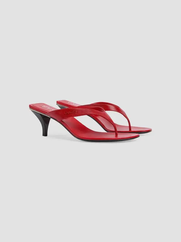 Gucci Vittoria 55mm Leather Thong Sandals - Red