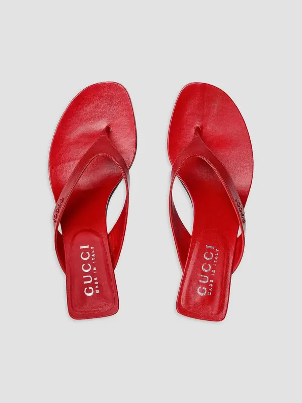 Gucci Vittoria 55mm Leather Thong Sandals - Red