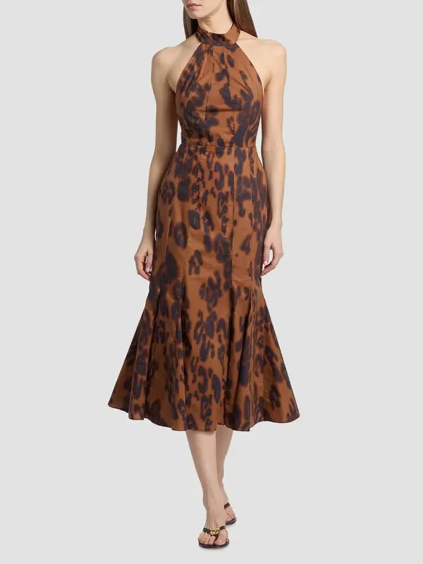 Misa Samara Blotted Leopard-print Mermaid Midi-dress