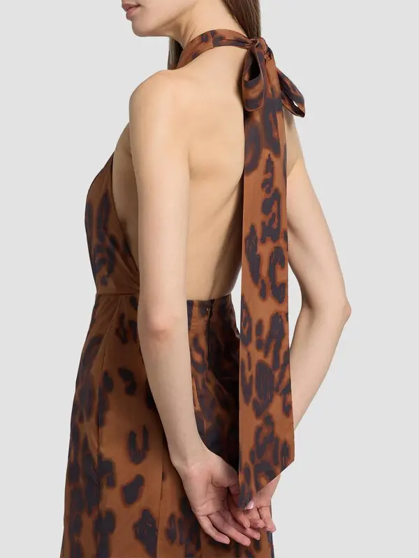 Misa Samara Blotted Leopard-print Mermaid Midi-dress