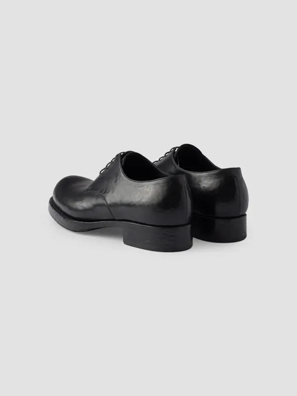 Prada Antiqued Leather Lace-up Shoes - Black
