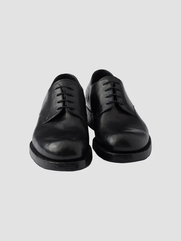 Prada Antiqued Leather Lace-up Shoes - Black