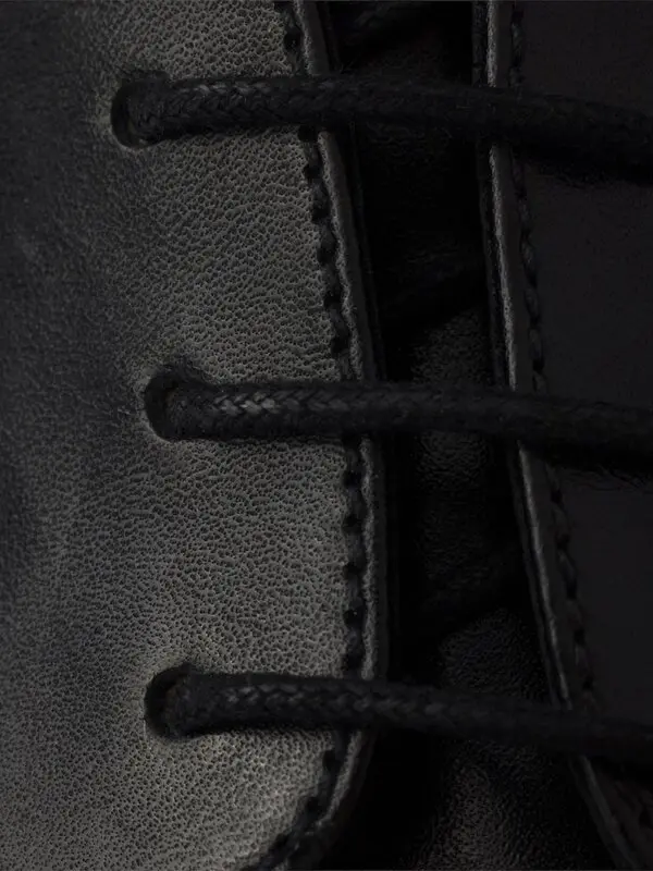 Prada Antiqued Leather Lace-up Shoes - Black