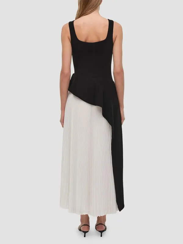 Simkhai Zayla Asymmetric Peplum Pleated Midi-dress