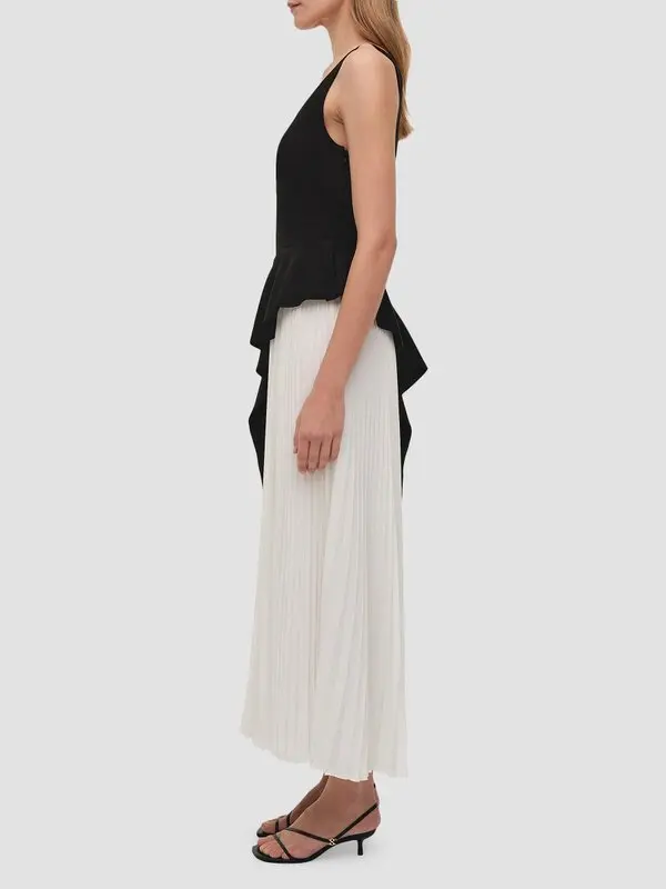 Simkhai Zayla Asymmetric Peplum Pleated Midi-dress