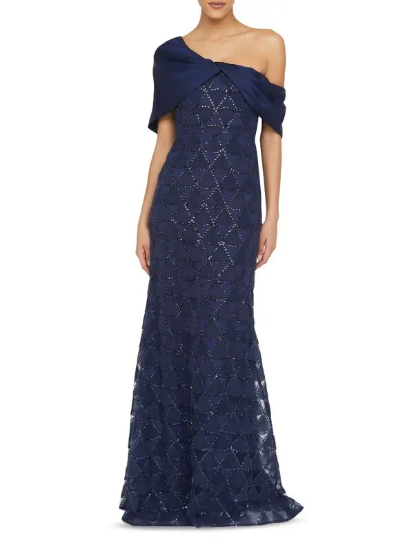 Theia Anabella Textured Tulle Gown