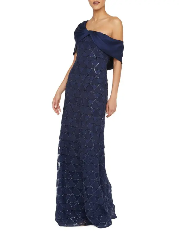 Theia Anabella Textured Tulle Gown