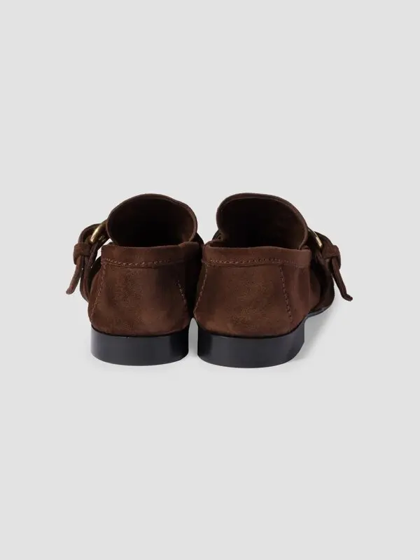 Miu Miu Suede Loafers With Buckle - Brown