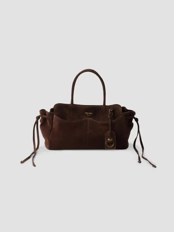Prada Allusion Suede Large Tote Bag - Brown