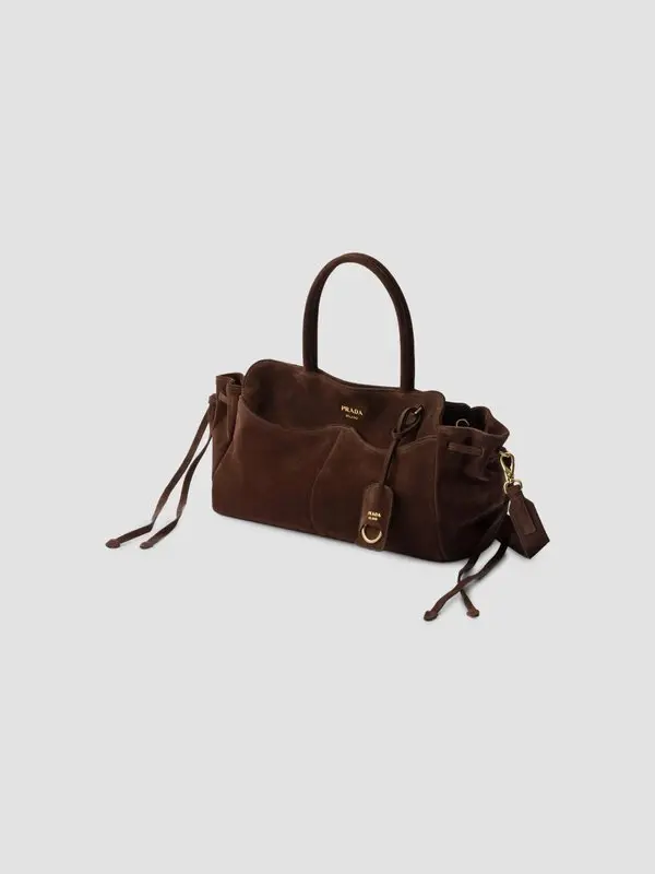 Prada Allusion Suede Large Tote Bag - Brown