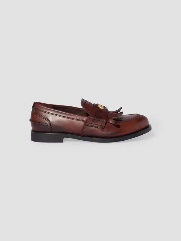 Miu Miu Leather Loafers - Brown