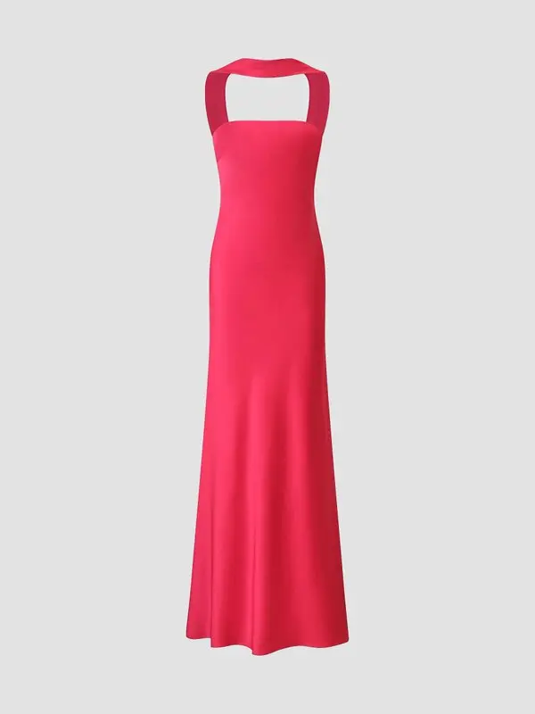 Halston Vali Crepe Cowlback Gown - Opera
