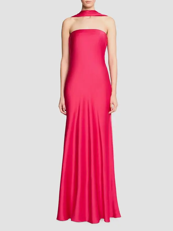 Halston Vali Crepe Cowlback Gown - Opera