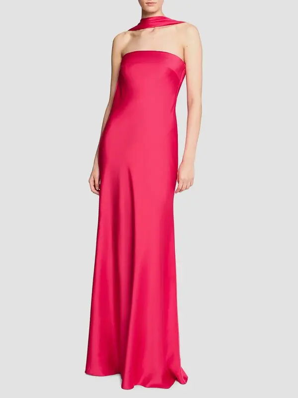Halston Vali Crepe Cowlback Gown - Opera