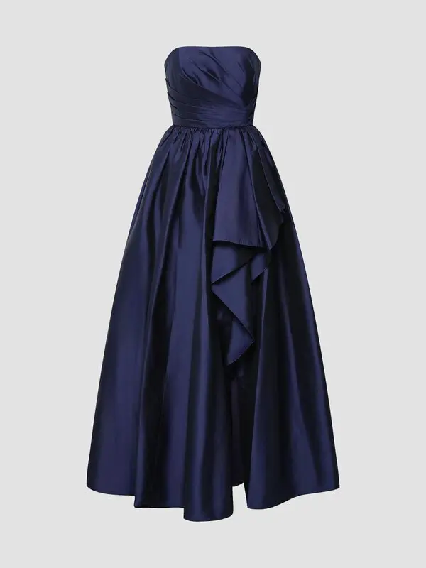 Theia Esmerina Taffeta Strapless Gown - Navy