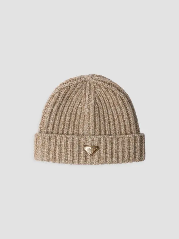 Prada Mouliné Cashmere And Wool Beanie - Beige