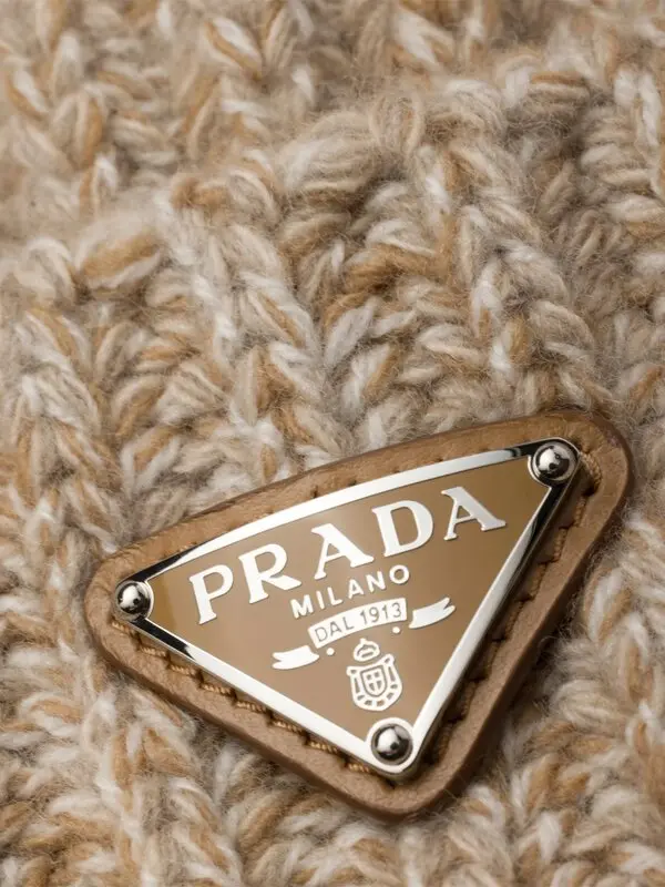 Prada Mouliné Cashmere And Wool Beanie - Beige
