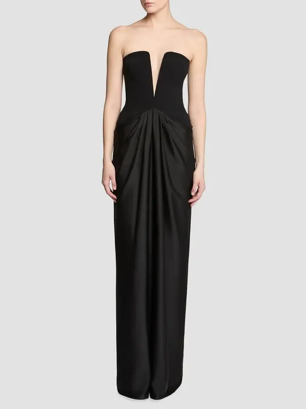 Halston Sanna Stretch-crepe & Satin Strapless Gown