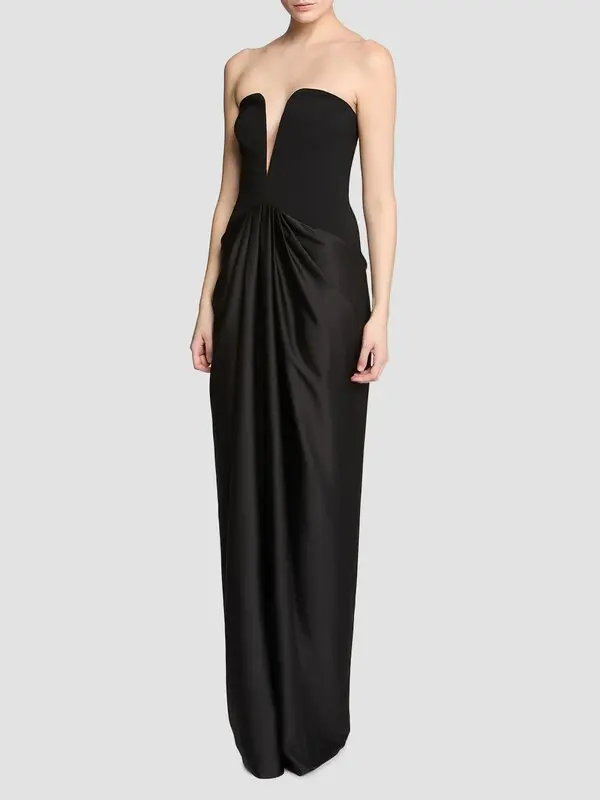 Halston Sanna Stretch-crepe & Satin Strapless Gown