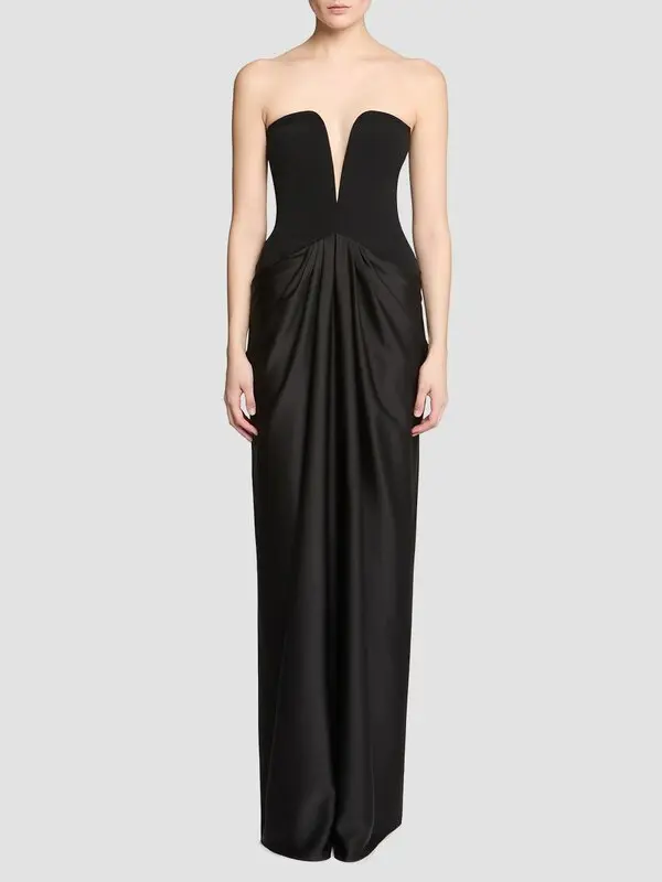 Halston Sanna Stretch-crepe & Satin Strapless Gown