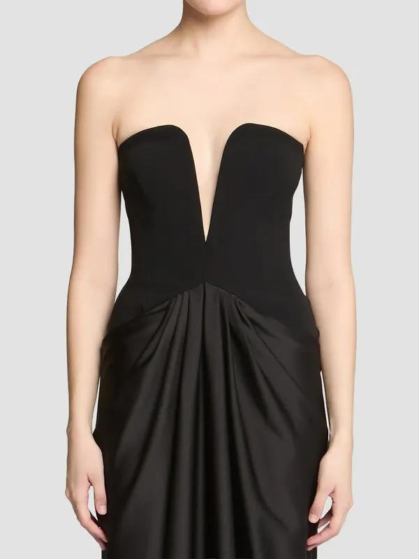 Halston Sanna Stretch-crepe & Satin Strapless Gown