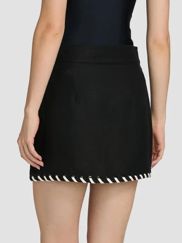 Simkhai Banks Linen-blend Wrap-style Miniskirt